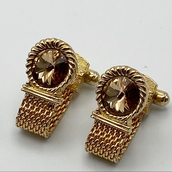 SWANK | Accessories | Vintage Swank Gold Amber Cufflinks | Poshmark